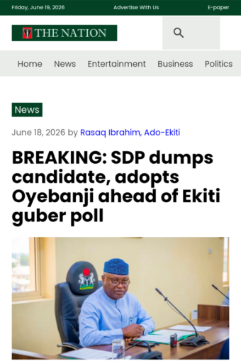 Fact-Check: Did the SDP Abandon Its Ekiti Governorship Candidate for ...
